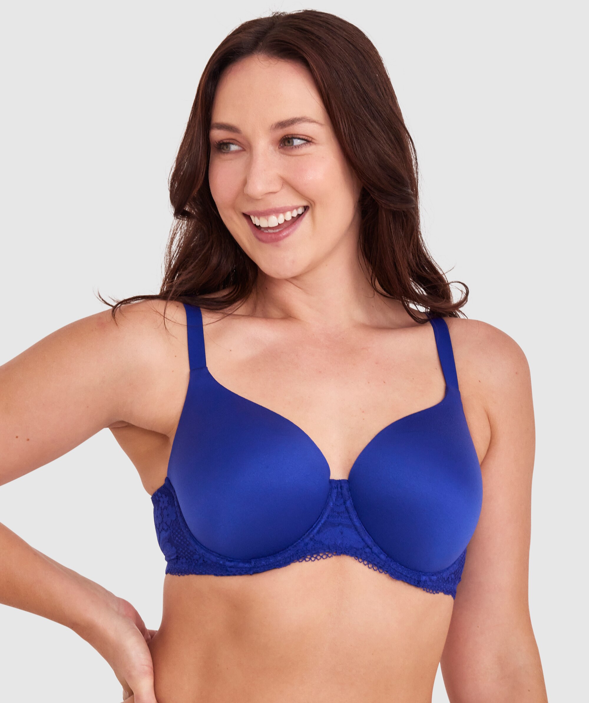 Bras N Things Body Bliss Lace Contour Plunge Bra Navy 00525102