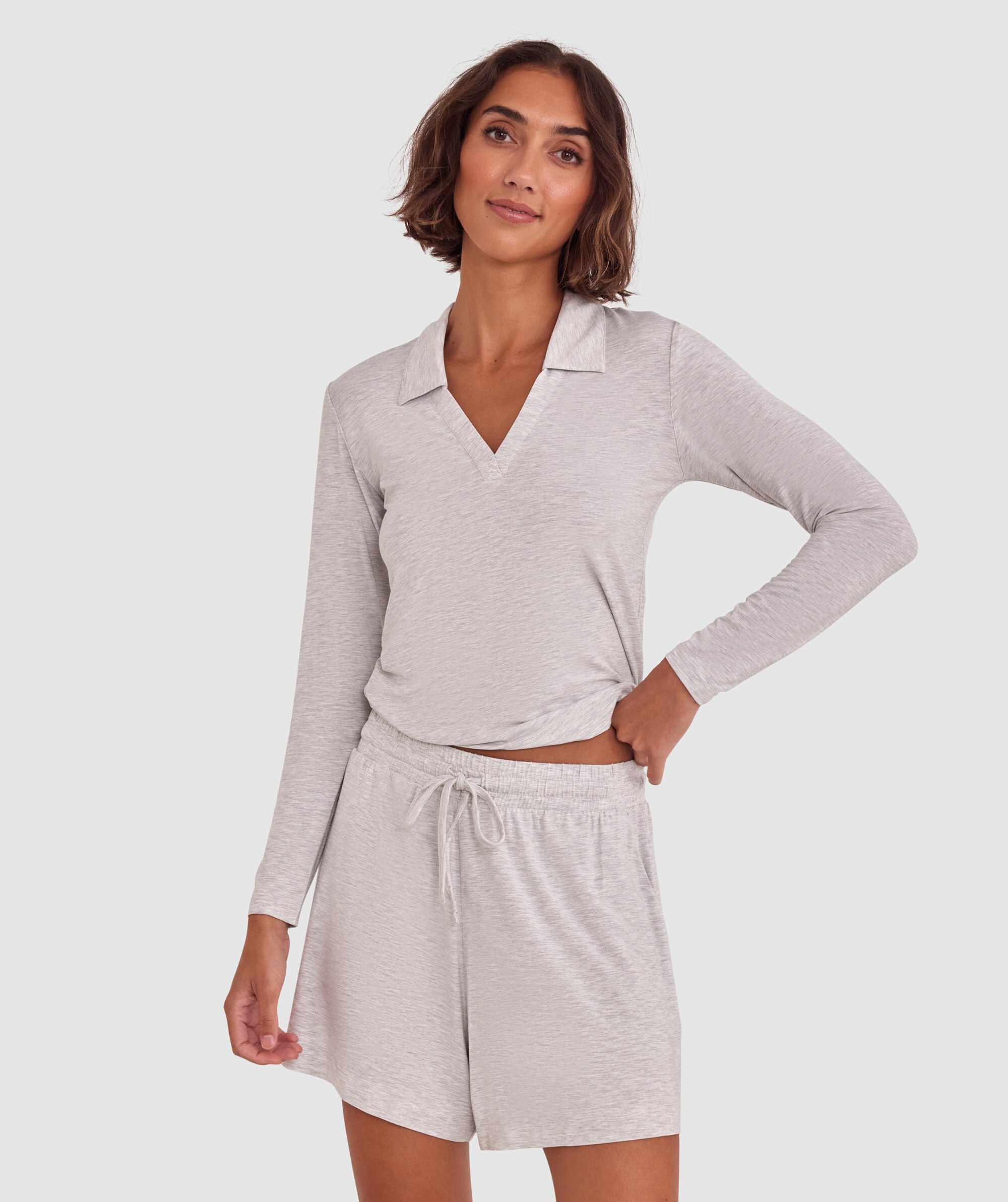 Bras N Things Body Bliss Lounge Long Sleeve - Light Grey | 01505602