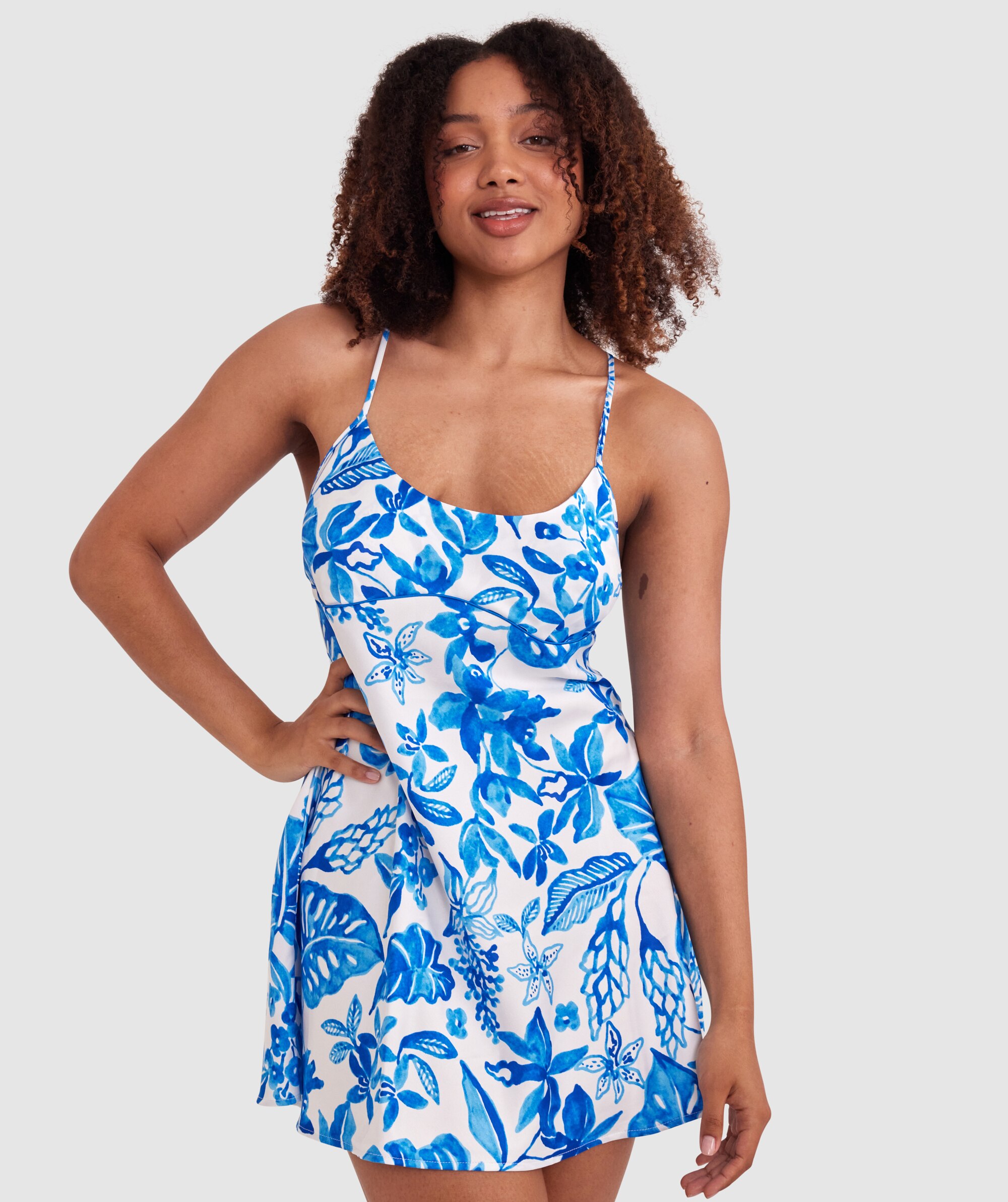 Bras N Things Blue Tropics Short Slip - Cobalt Blue | 01464401