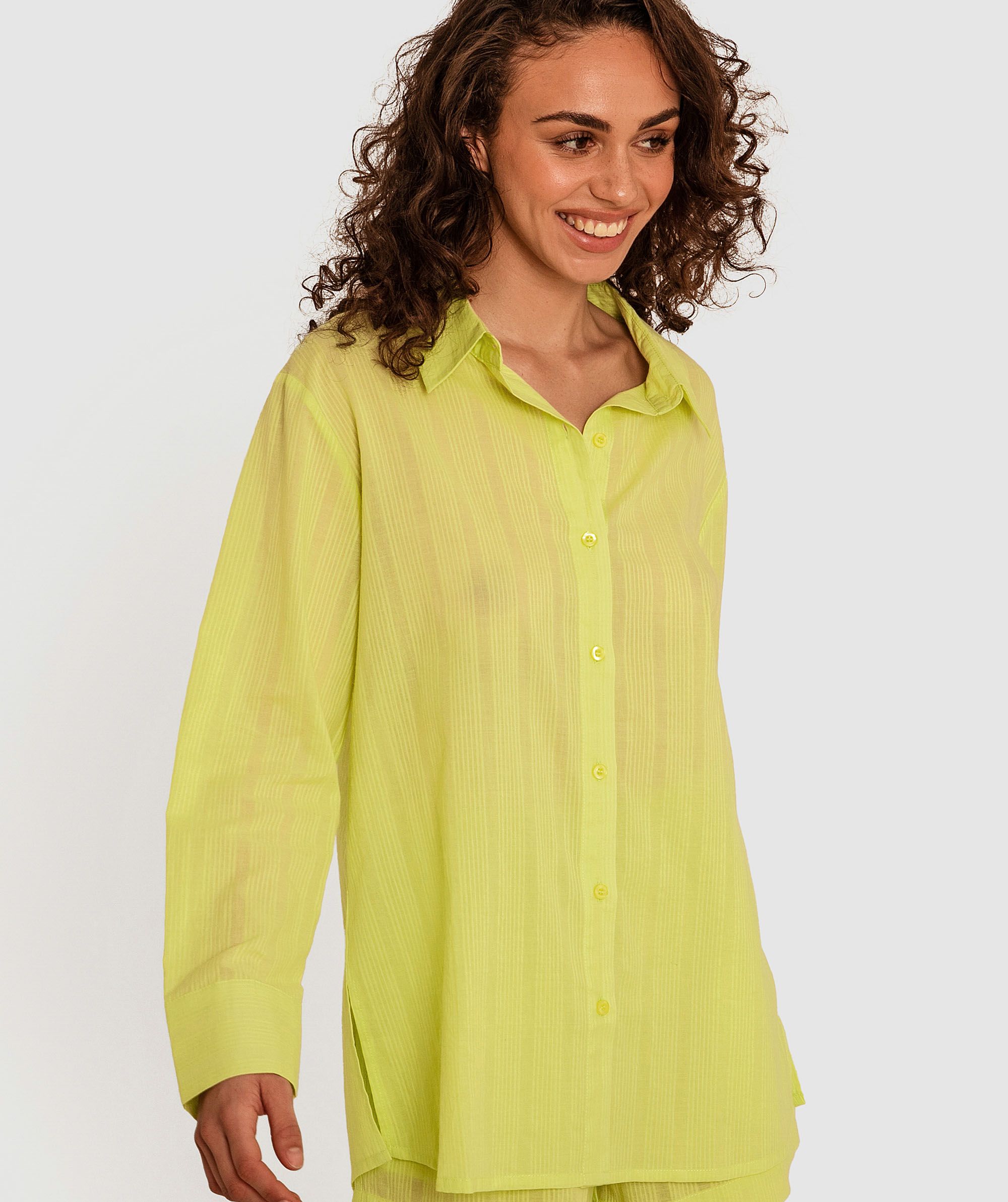 Bras N Things Carissa Long Sleeve Sleep Shirt - Bright Green | 01367702