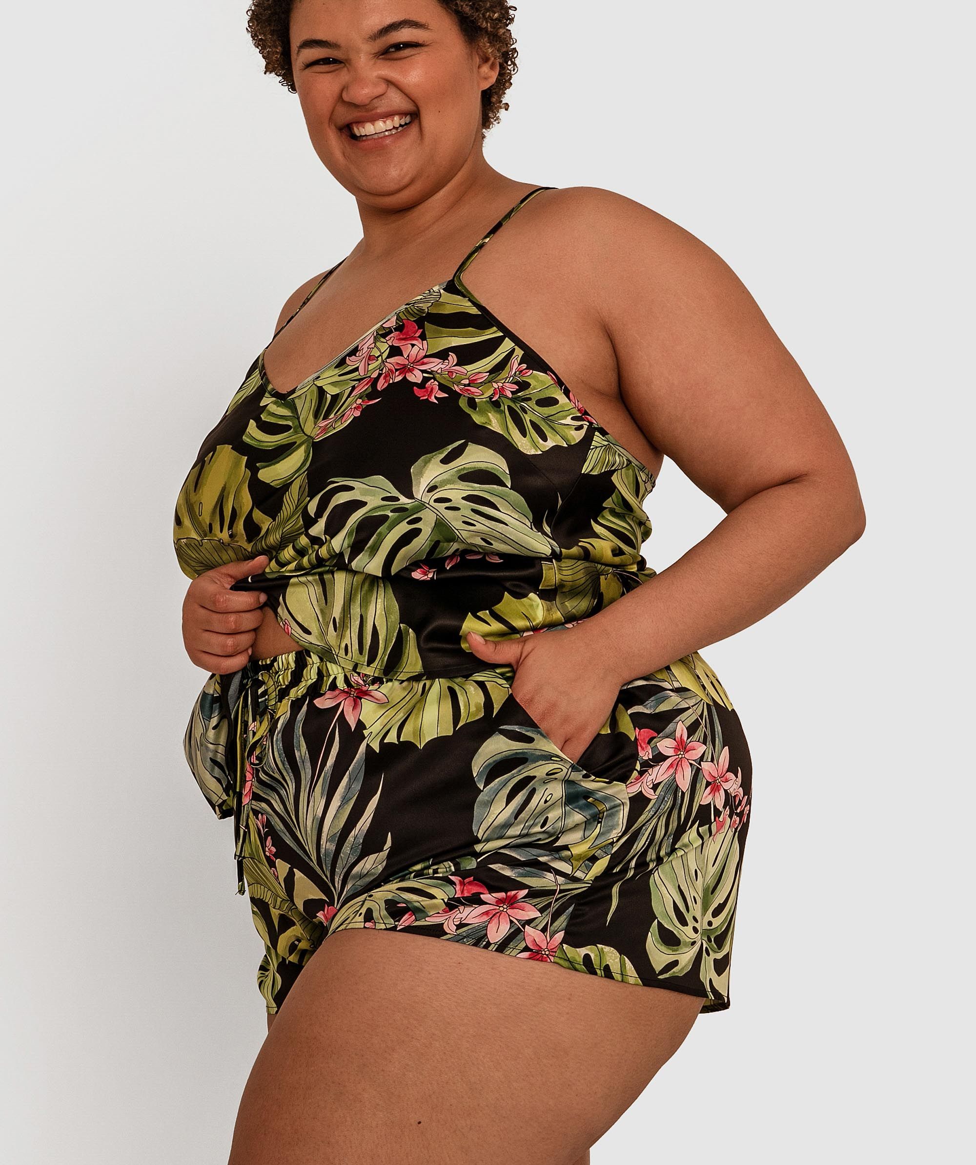 Bras N Things Midnight Palms Shorts - Tropical Print | 01372901