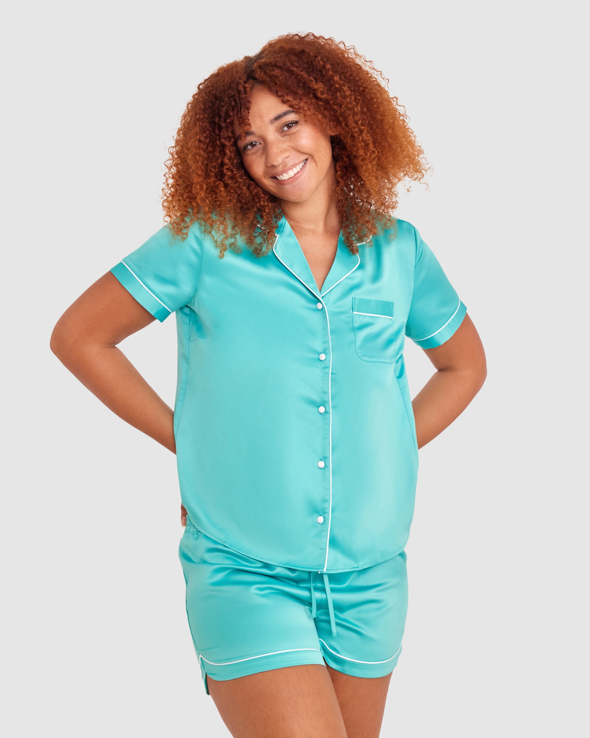 Bras N Things Liquid Satin Short - Teal | 00634514